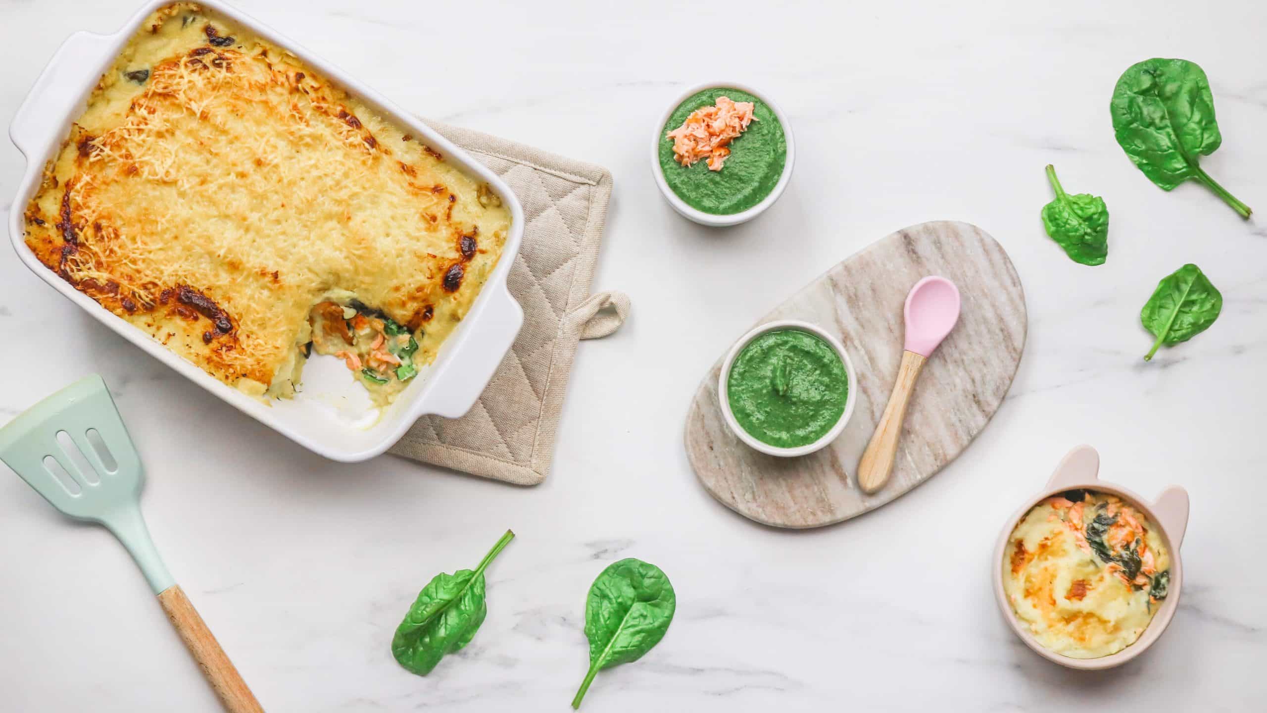 Hachis parmentier saumon épinards - Cuisinez pour bébé